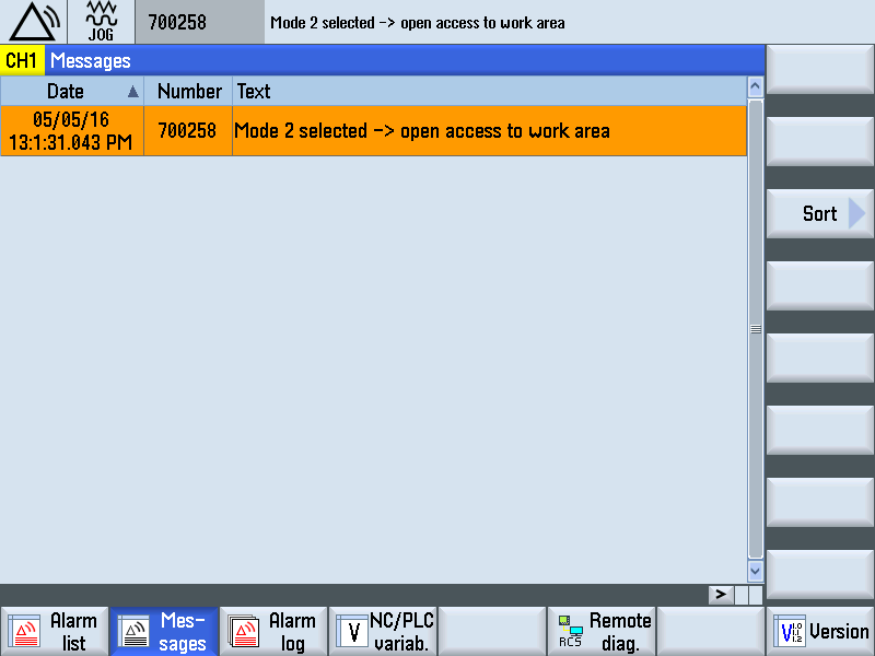 Troubleshooting > Messages Screen
